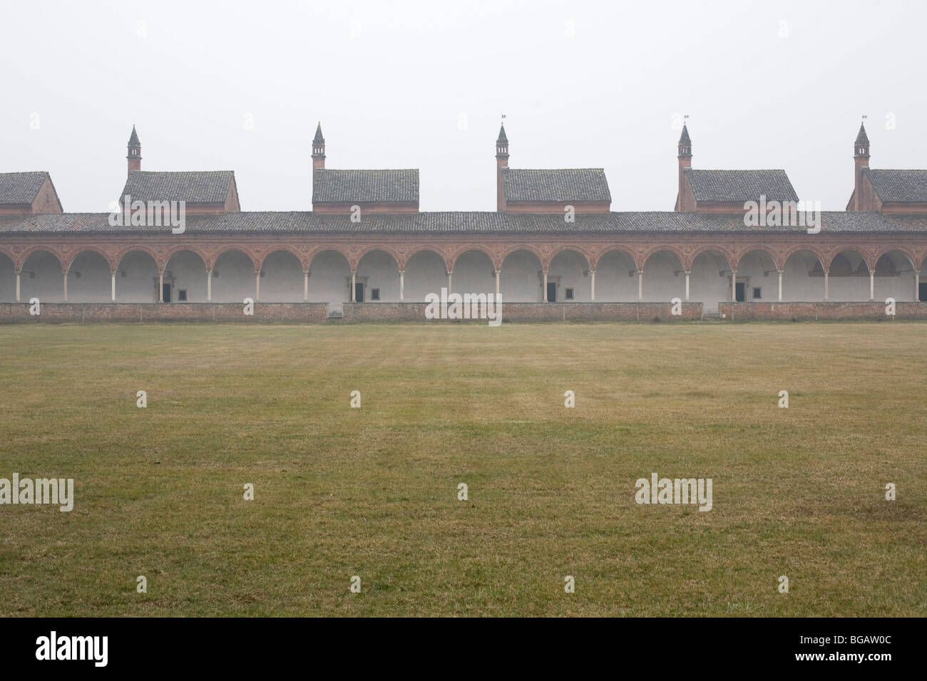 Monk cells around the great cloister of the Certosa Pavia, Italy Stock ...