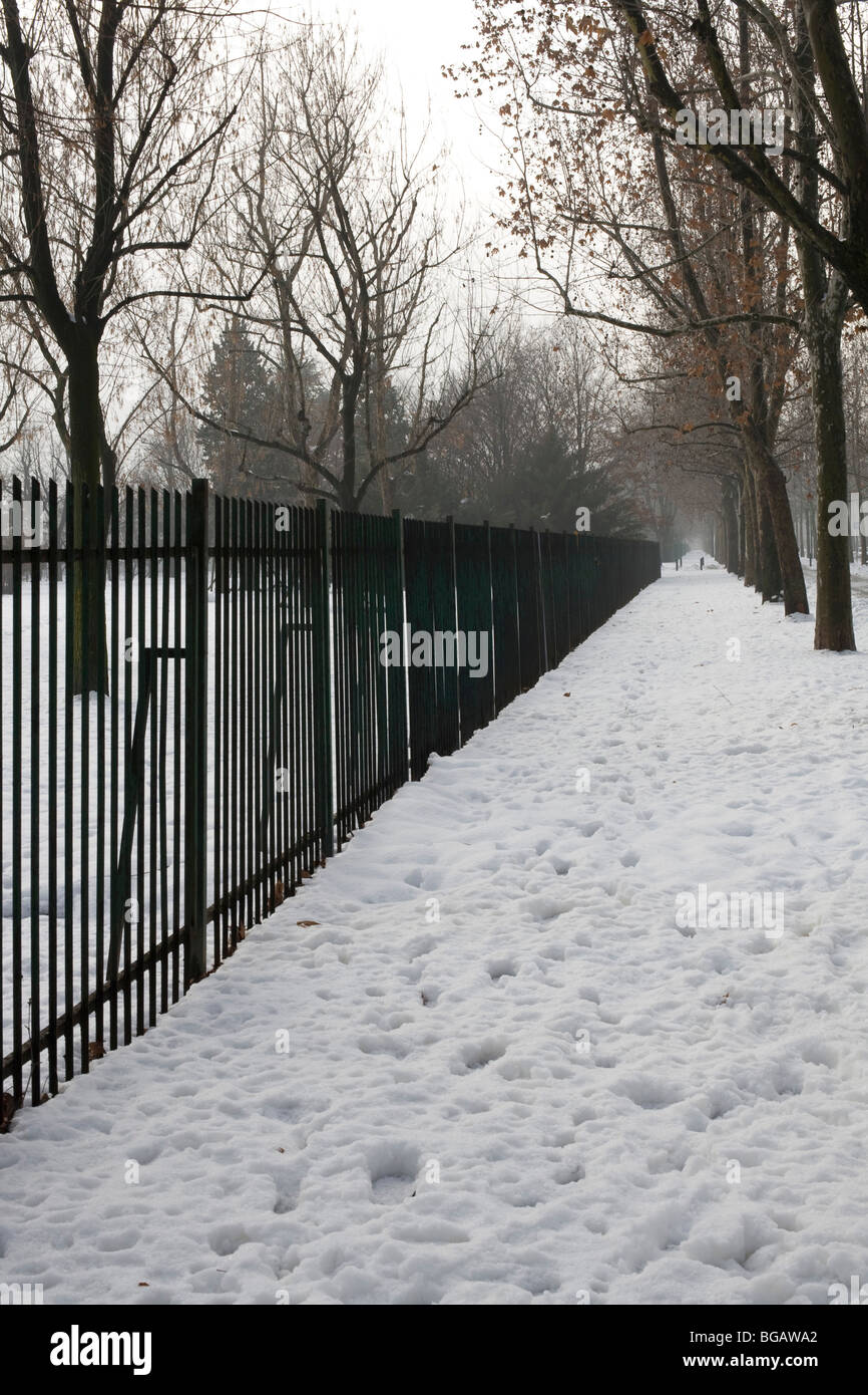 Pedestrian Walkway During Winter Snow Turin Italy Stock Photo - Alamy