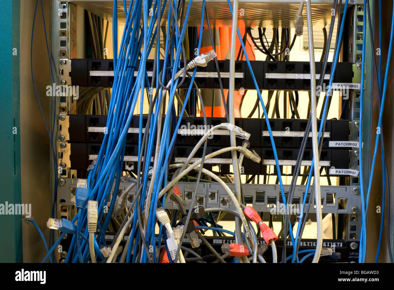Tangled Data Cables Stock Photo - Alamy