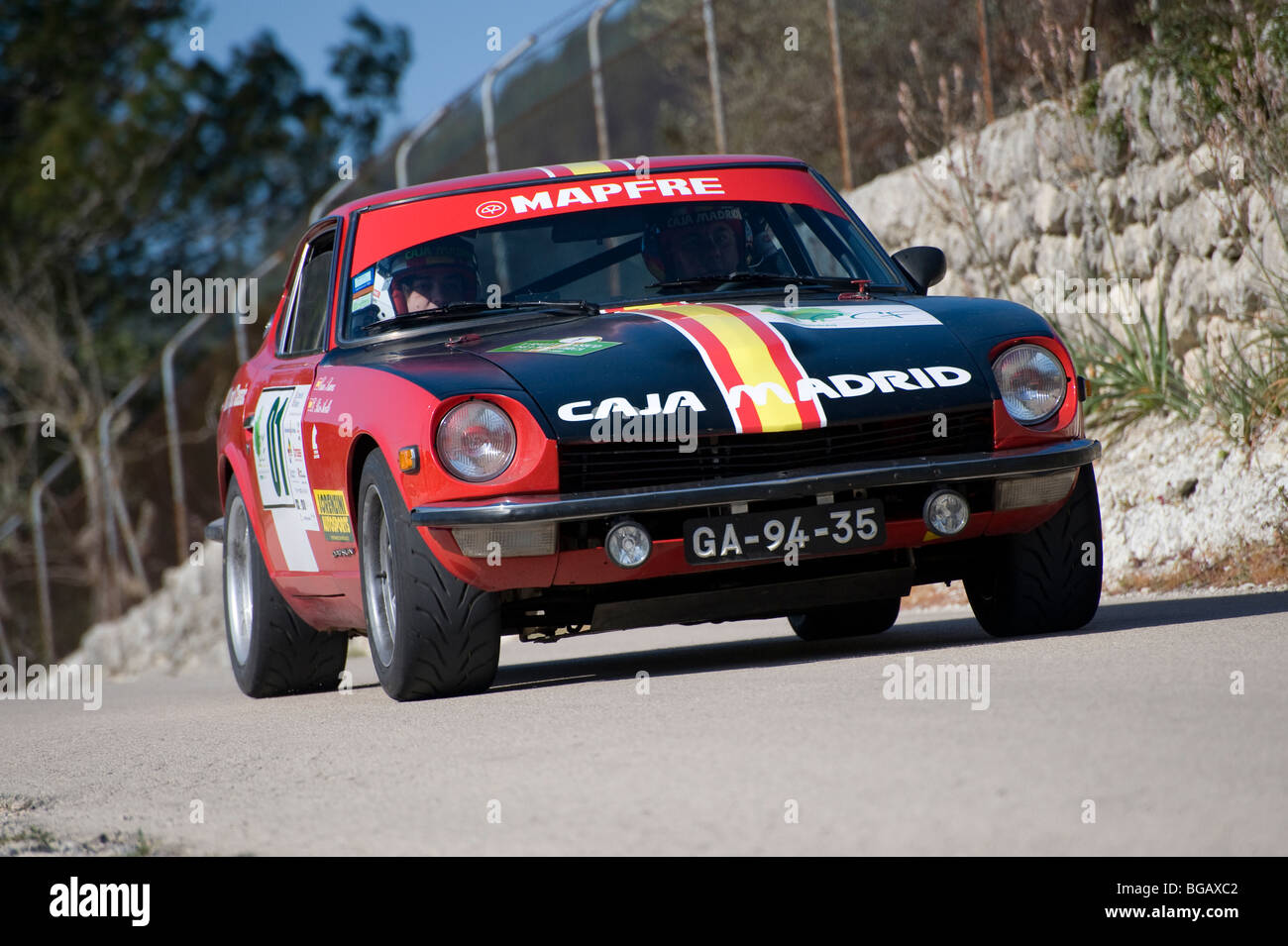 1970 Datsun 240z car racing in a rally in Spain Stock Photo - Alamy