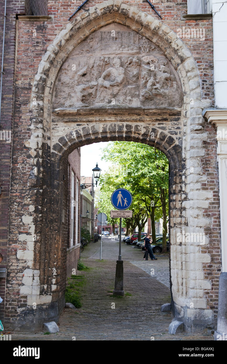 Delft, Zuid, the Netherlands. Old city walls gate to the old town Stock ...
