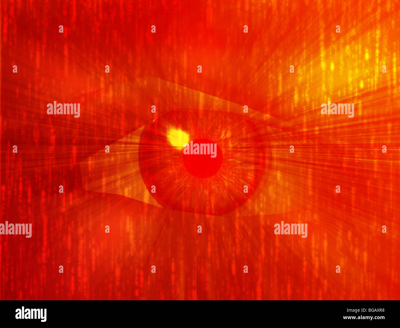 Electronic eye with glowing energy effects, digital illustration Stock ...