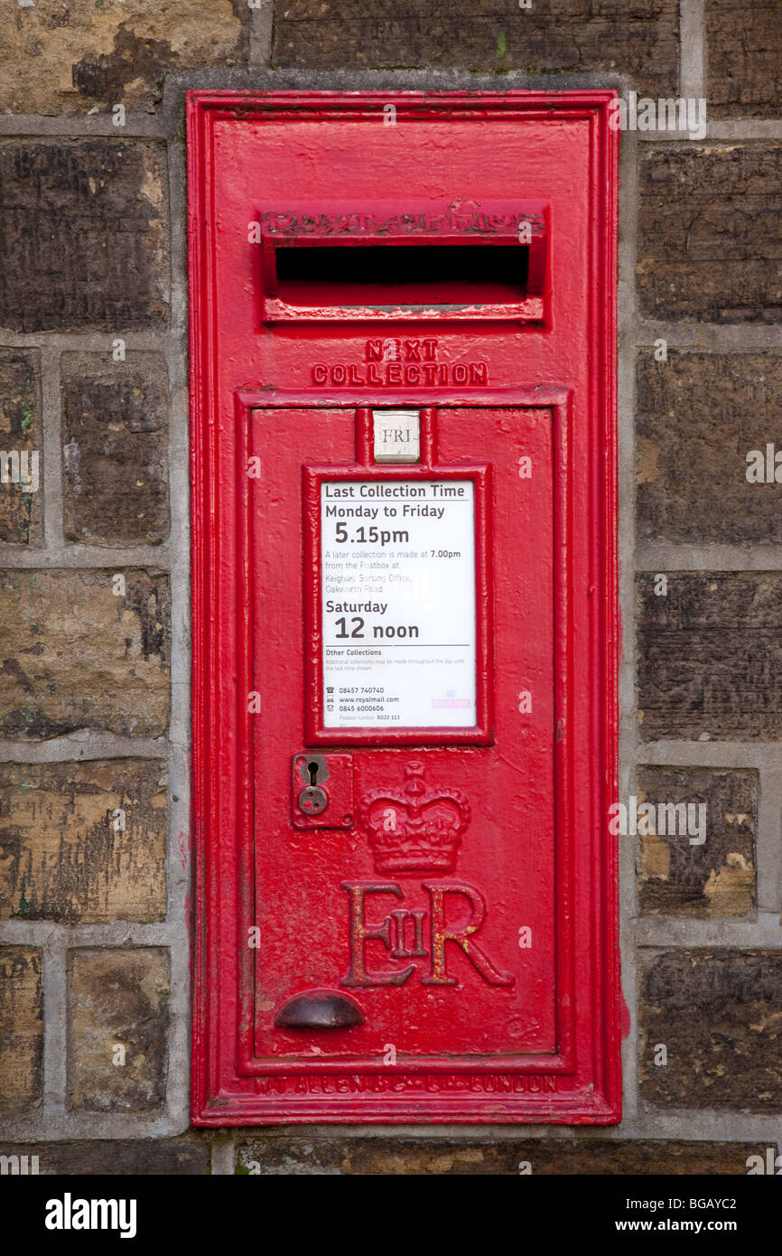Red post box in a wall at Haworth, Yorkshire Stock Photo - Alamy