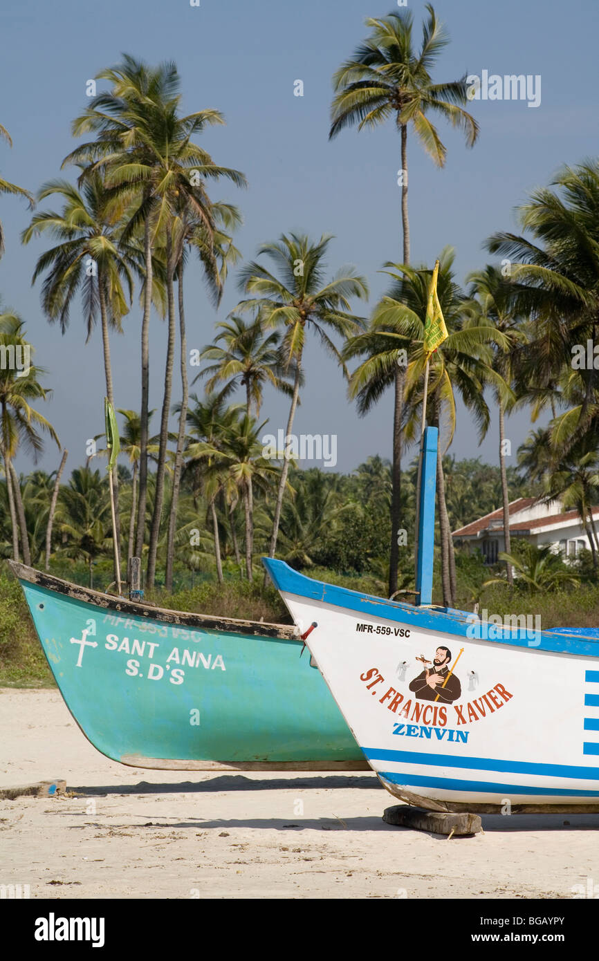India Goa Cansaulim Arossim beach boats Stock Photo - Alamy