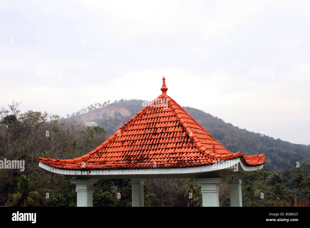 ancient historical roof top on the mountain hill top kerala india china ...