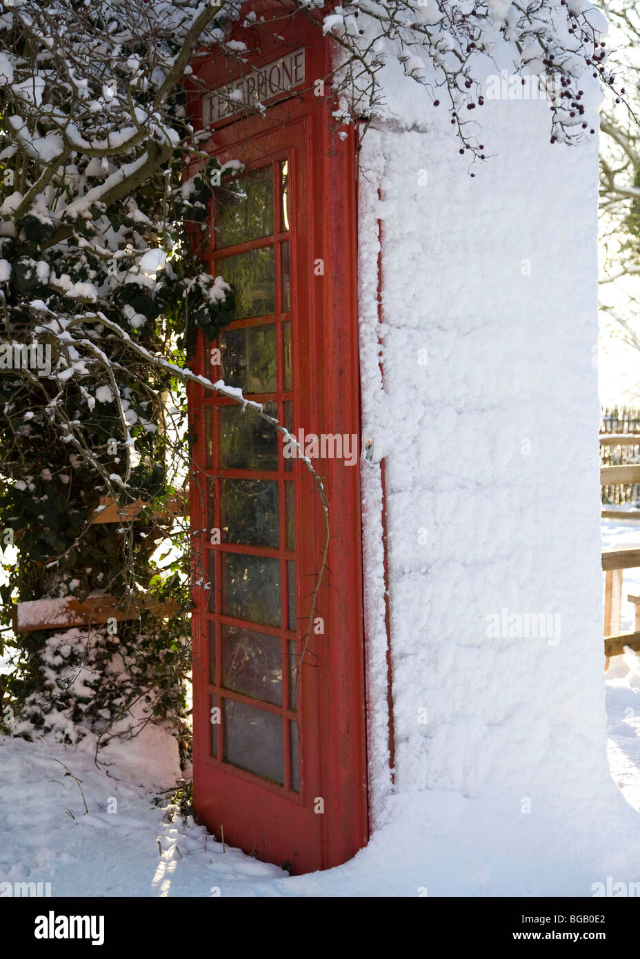 Traditional Red Phone Box in the Snow Stock Photo - Alamy
