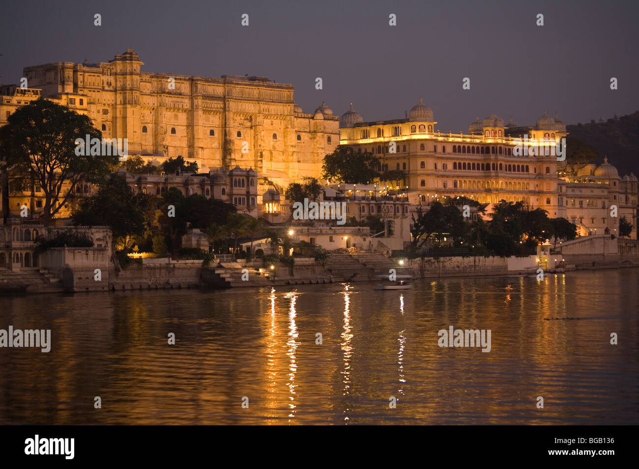 India Rajasthan Udaipur City palace by night Stock Photo - Alamy