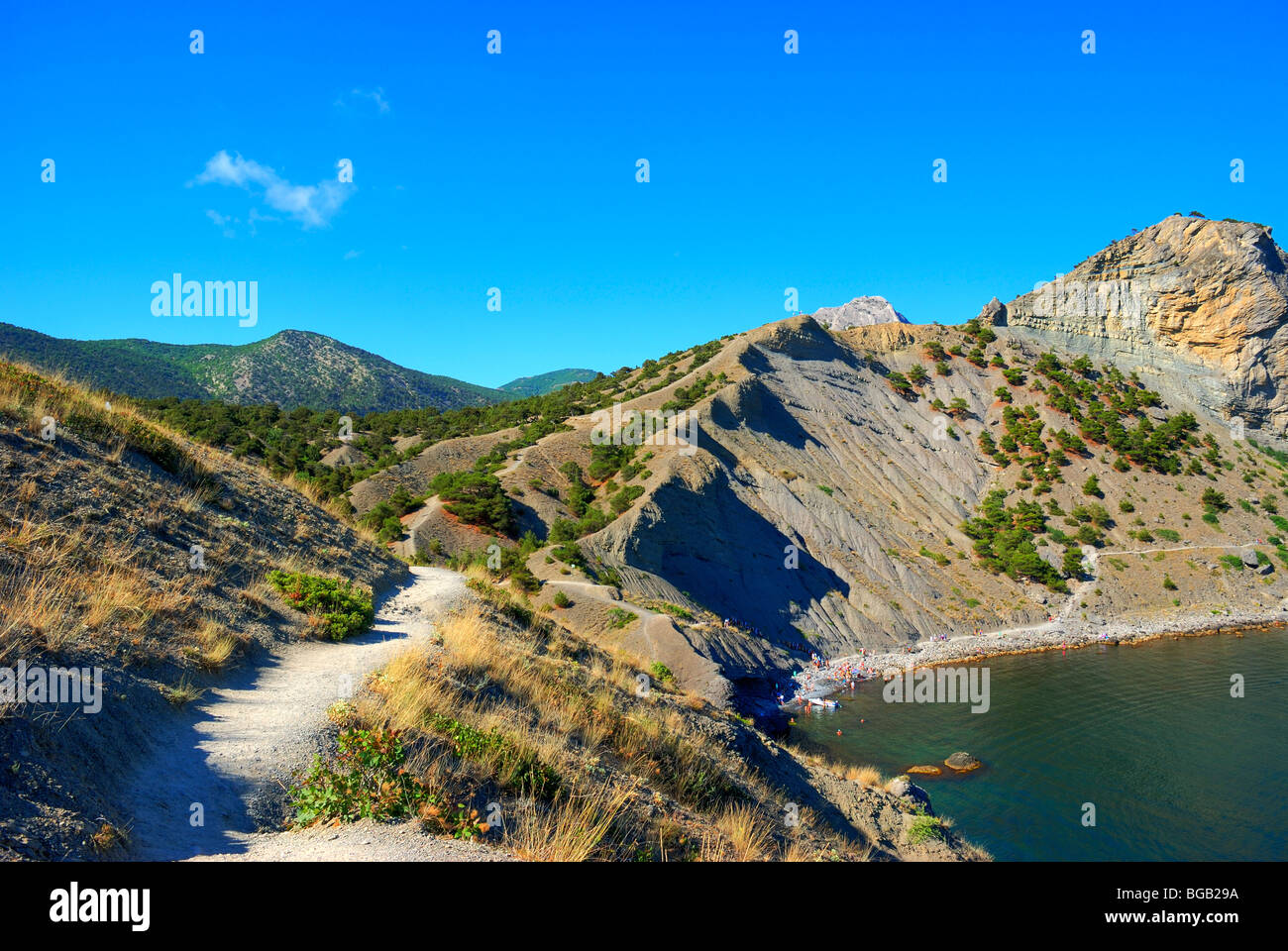 Sea landscape. A sea bay with picturesque mountains Stock Photo - Alamy