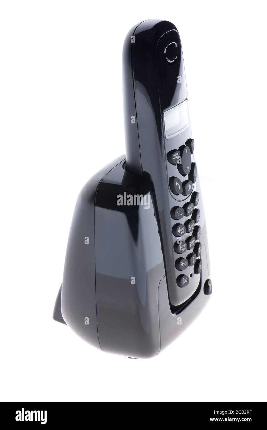 object isolated on white background black phone Stock Photo - Alamy