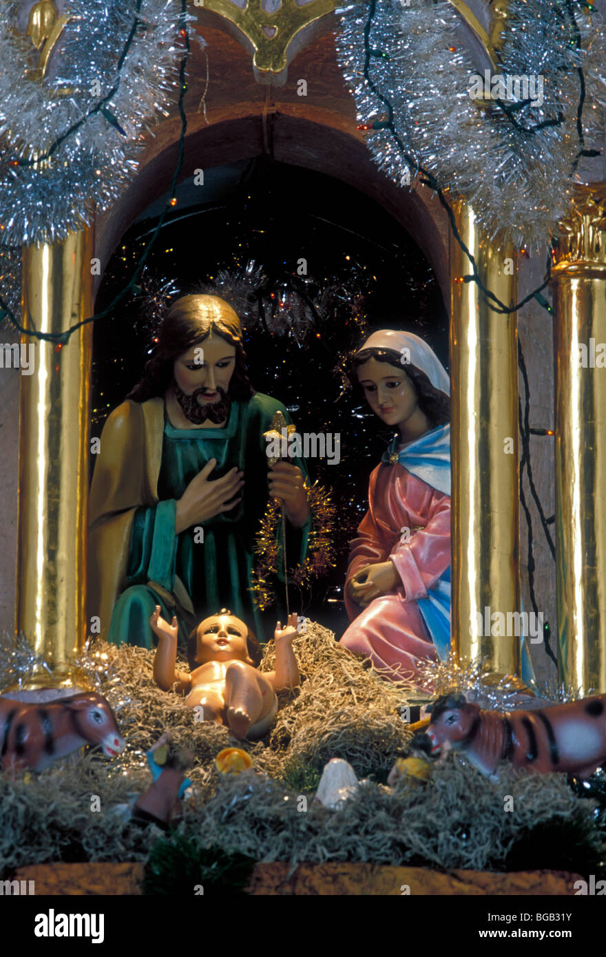 nativity scene, altar, Chapel of Our Lady of Patrocinio, Cerro de la ...