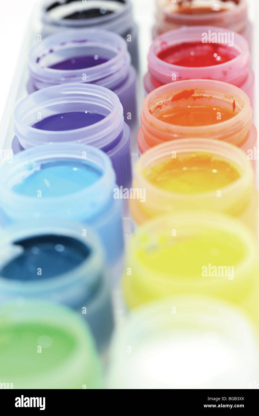 Color paints in bottles hi-res stock photography and images - Alamy