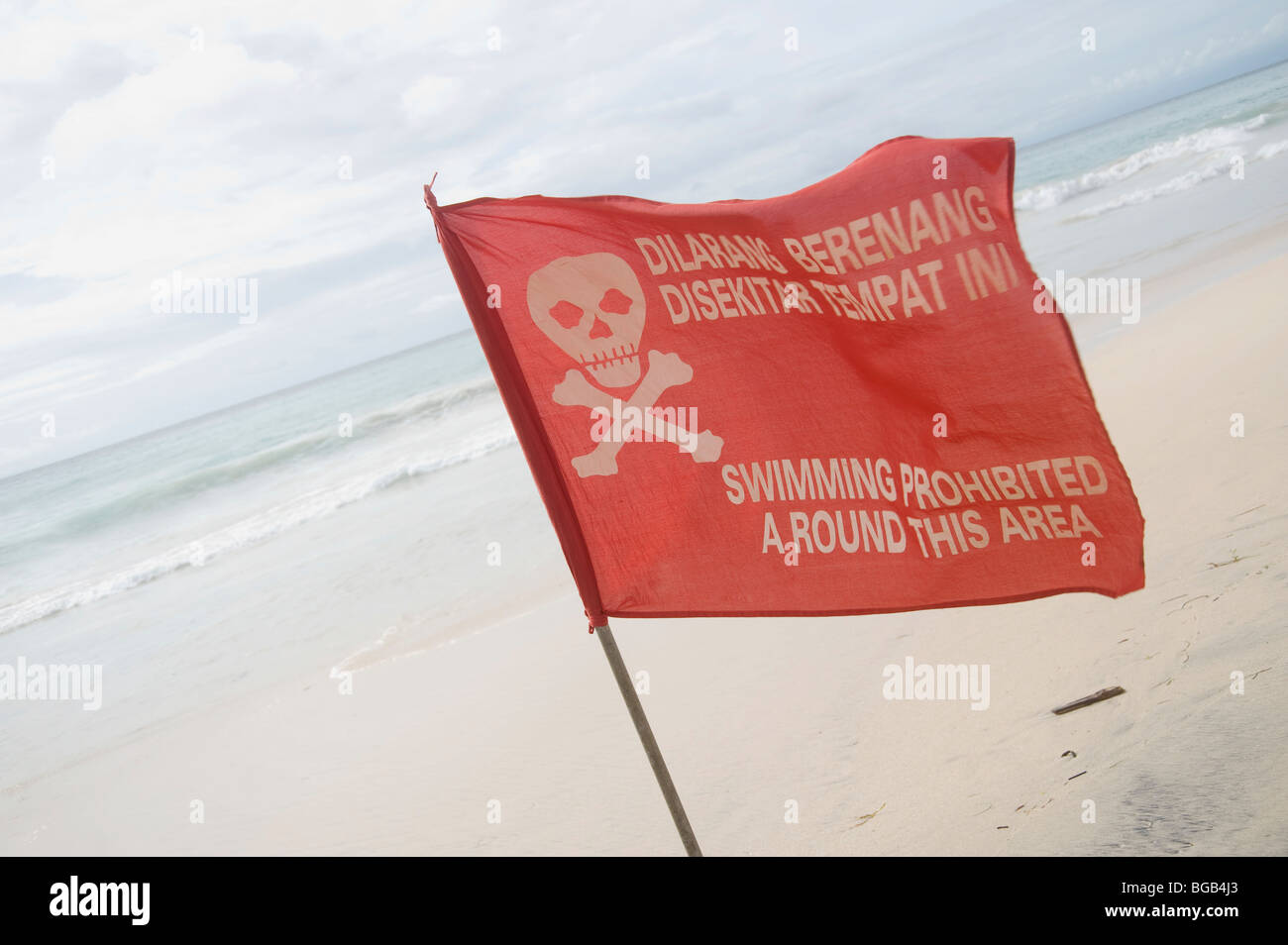 Pecatu Village, Nusa Dua, Bali, Indonesia; Warning Flag On Bali Beach ...