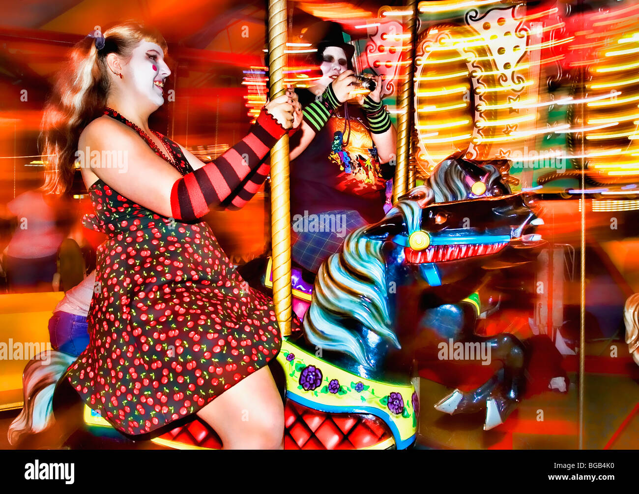 Painting Effect of Teenage Girl & Boy On Carousel at the Lanesville ...