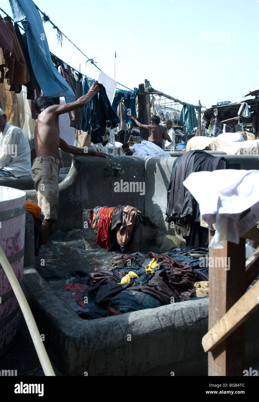clothes being washed in the Mumbai laundry Stock Photo - Alamy