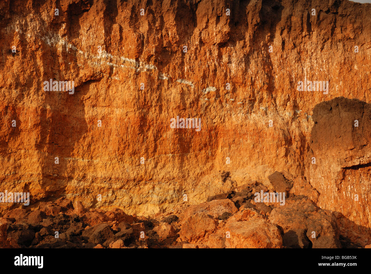 Structures of a rock. A surface of walls of the dug foundation ditch ...