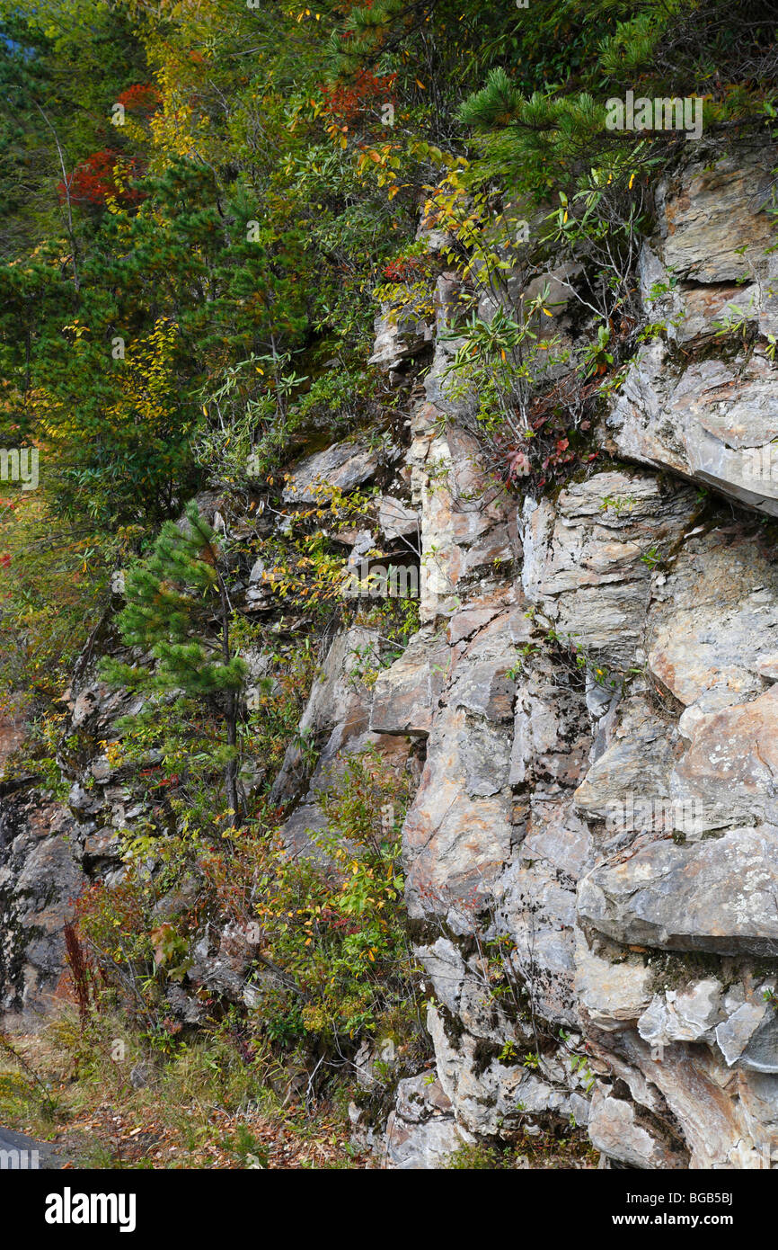 Colorful rock formation in Appalachian Mountains alongside Blue Ridge ...