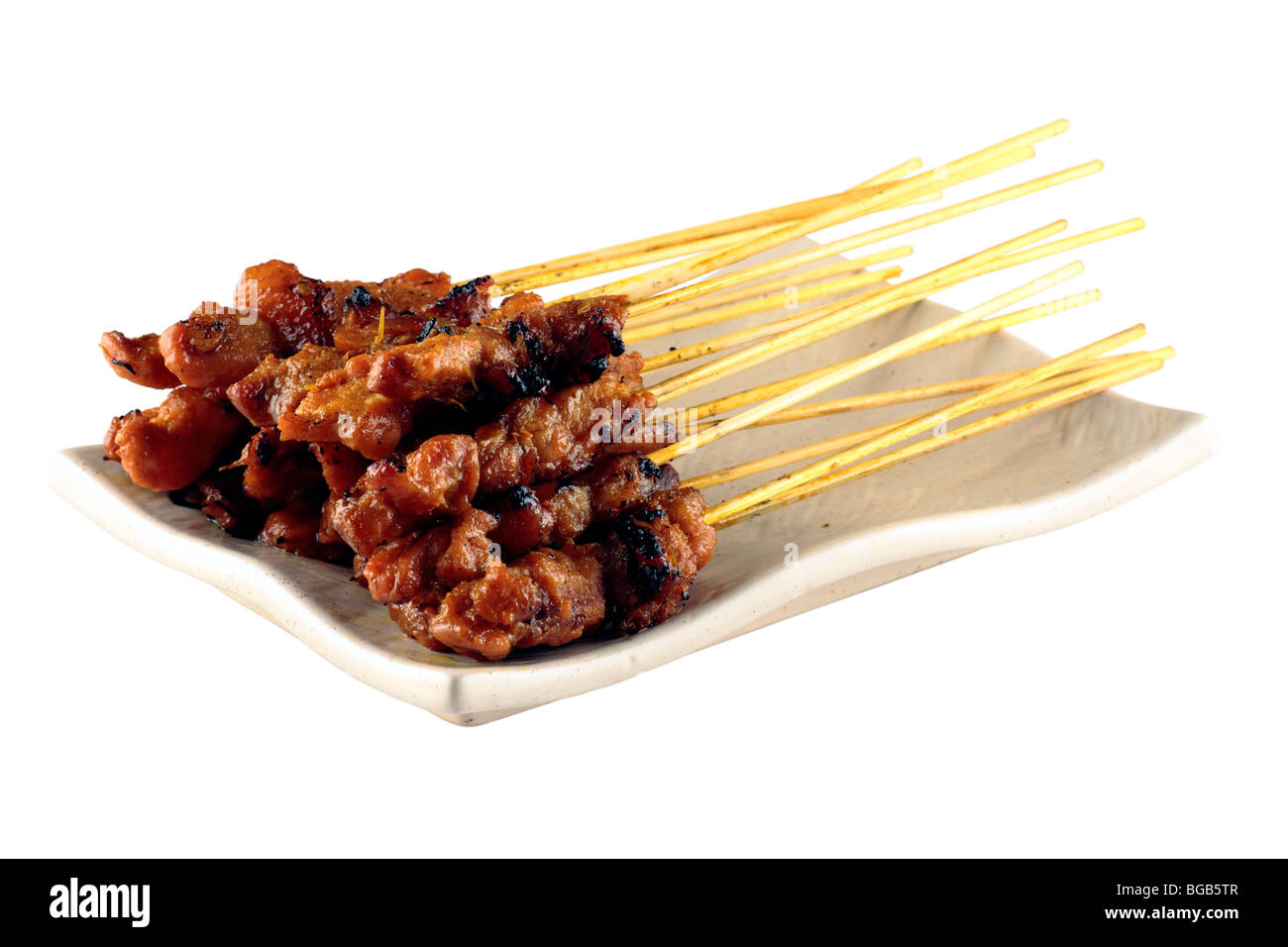 Chicken satay on bamboo skewer hi-res stock photography and images - Alamy