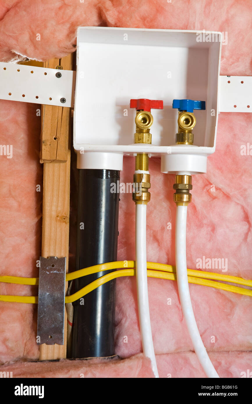 Plumbing; Exposed Hot And Cold Water Taps Stock Photo - Alamy