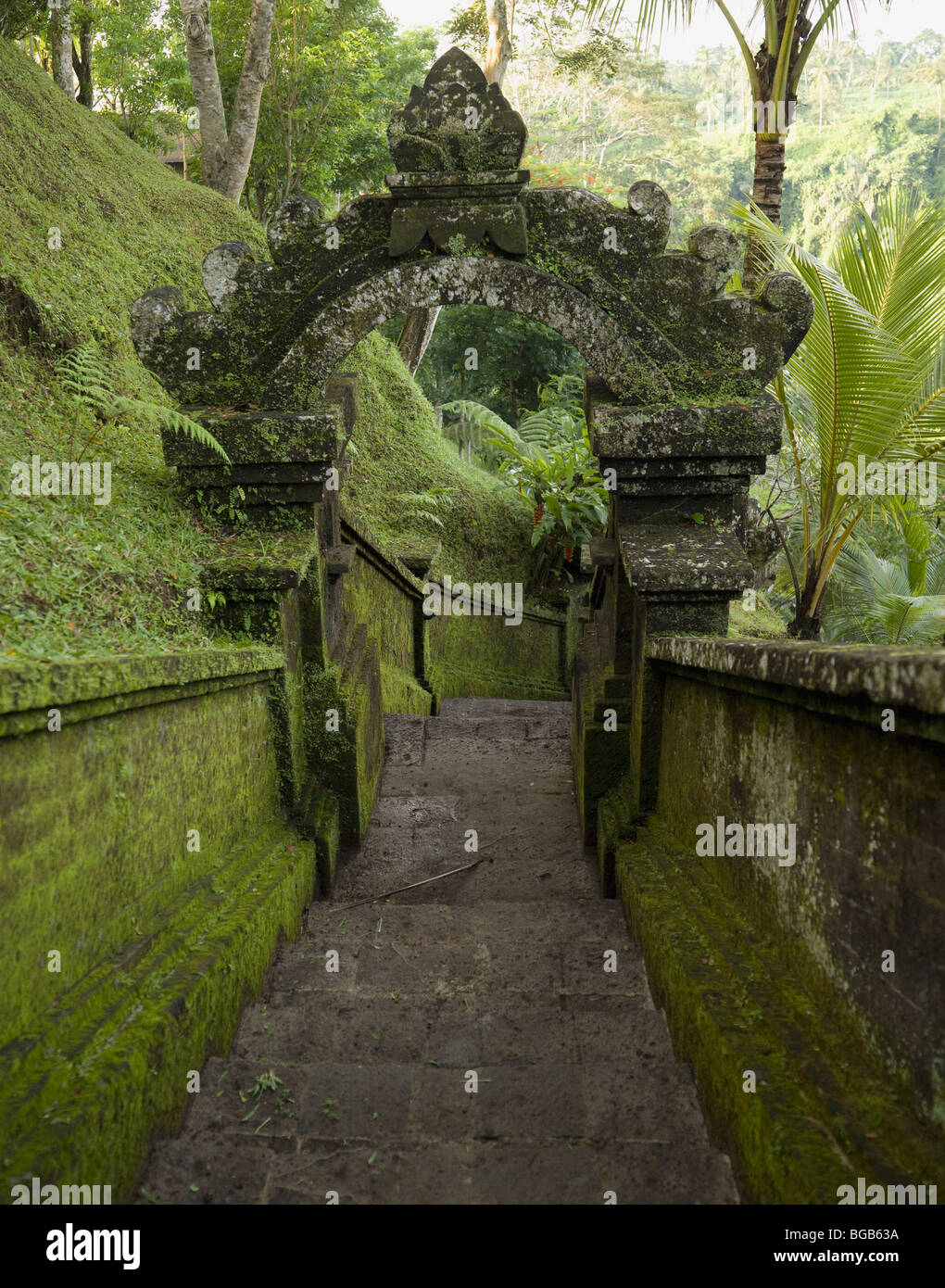 Bali, Indonesia; Moss-Lined Outdoor Stairs On Hiking Trail Stock Photo ...