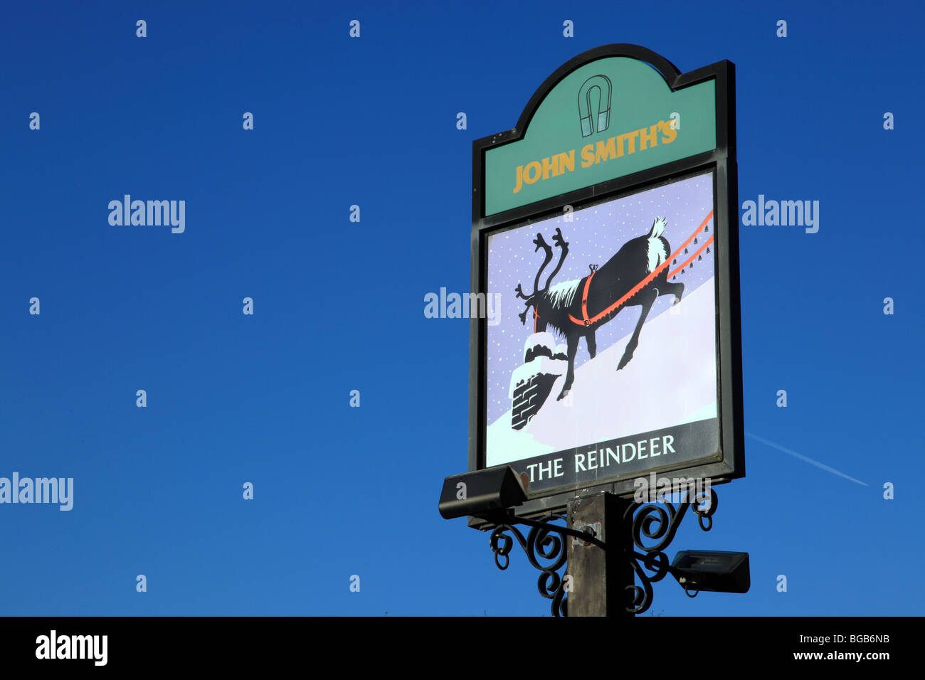 A pub sign for a public house called The Reindeer Stock Photo - Alamy