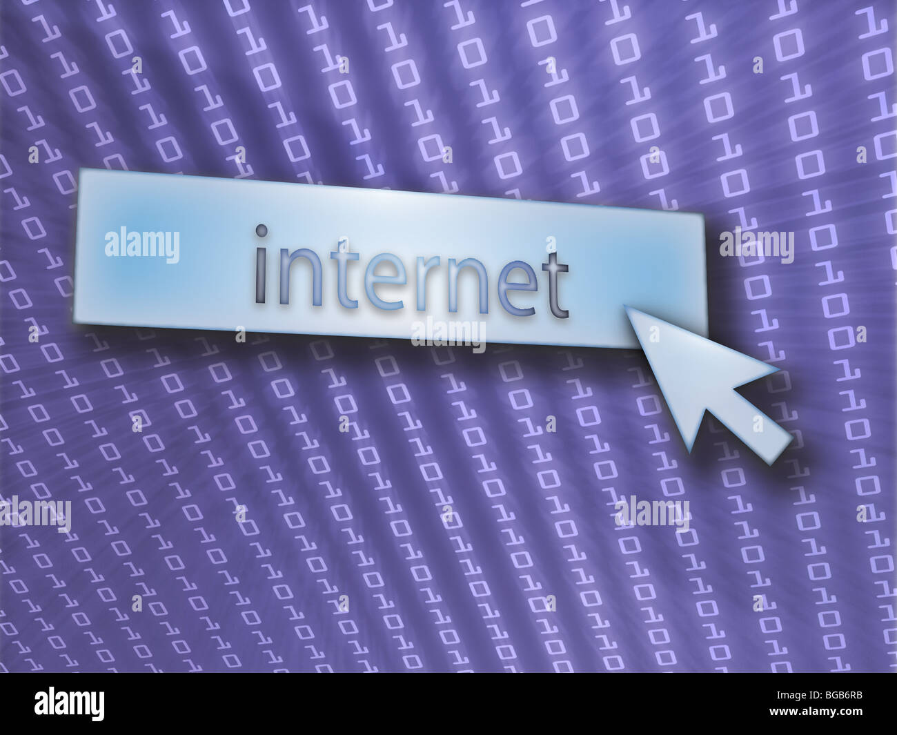 Internet button with clicking mouse icon, digital background Stock ...