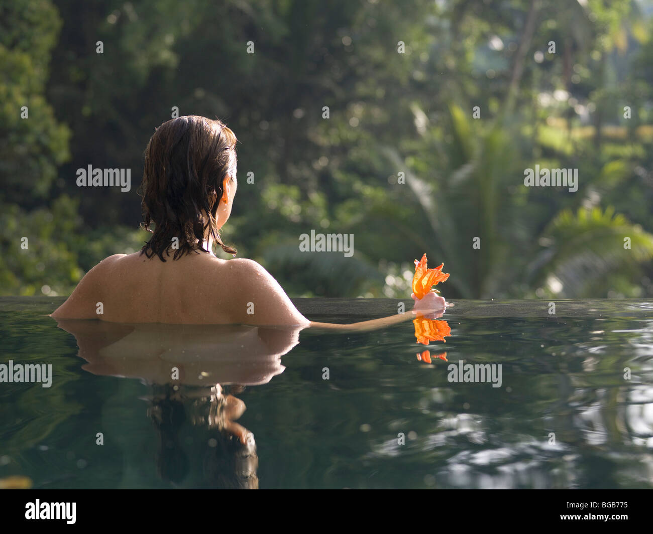 Woman; Woman Bathing In A Lake Stock Photo - Alamy