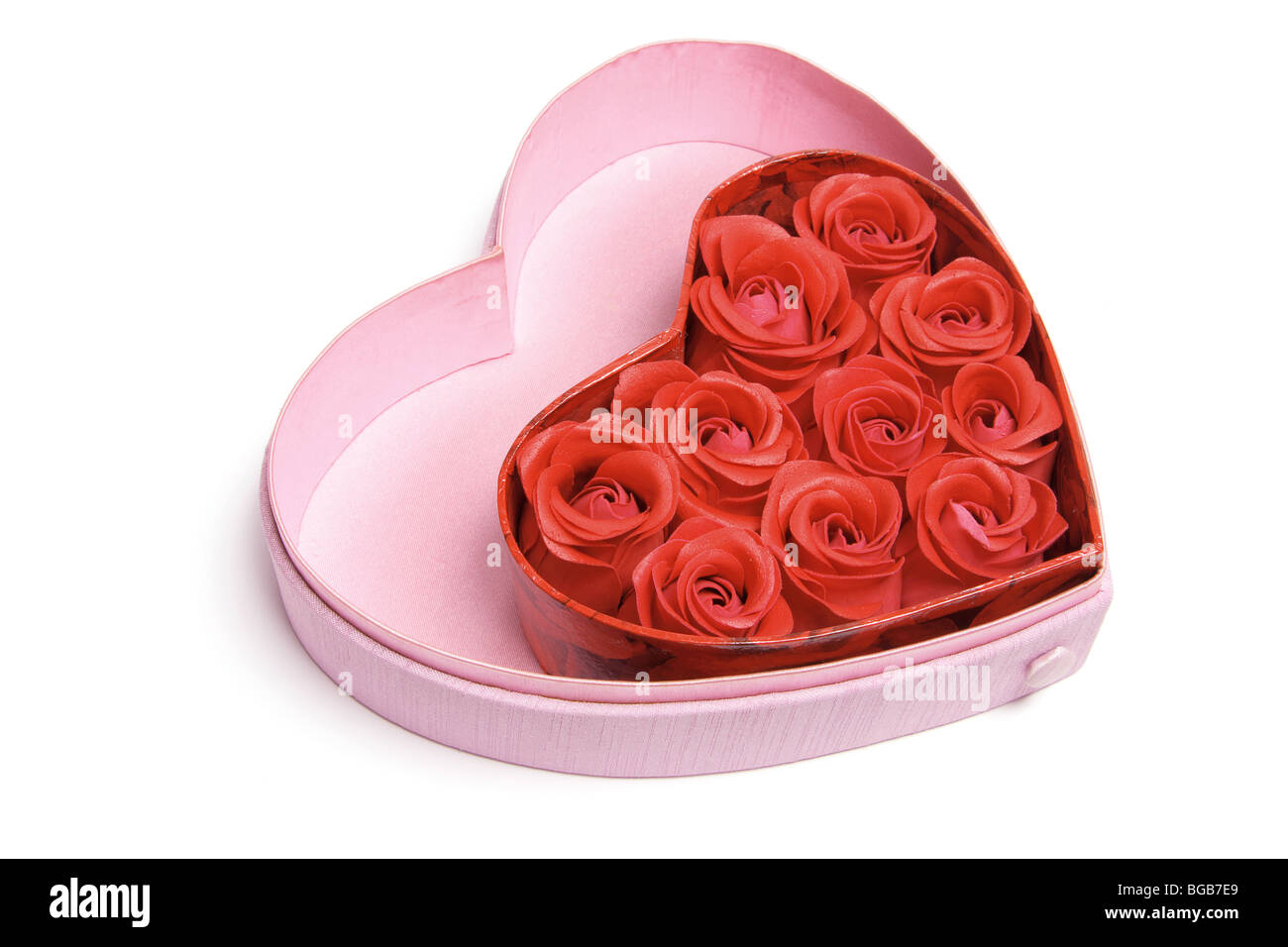 Red Roses in Gift Box Stock Photo - Alamy