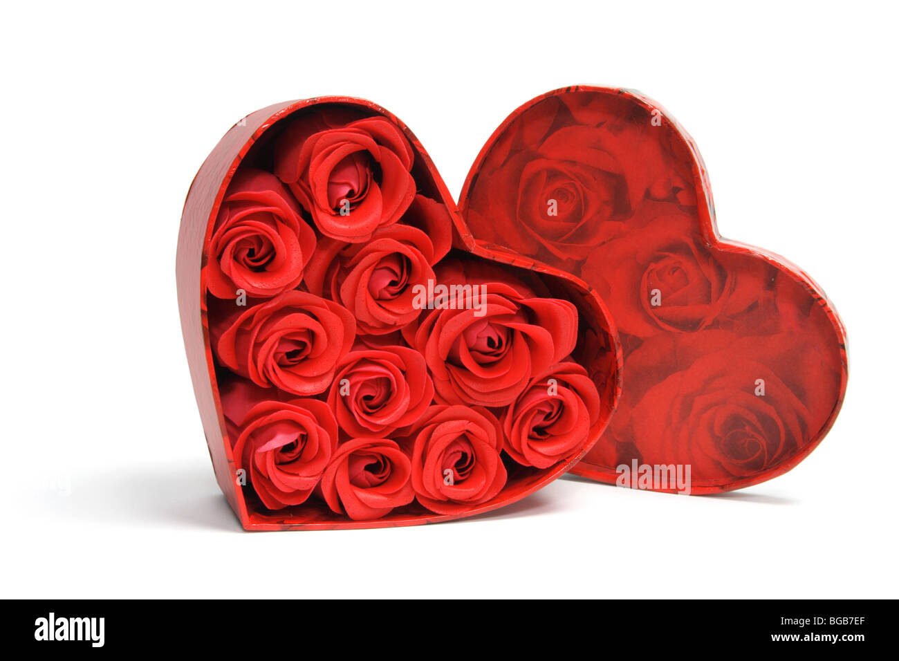 Red Roses in Gift Box Stock Photo - Alamy
