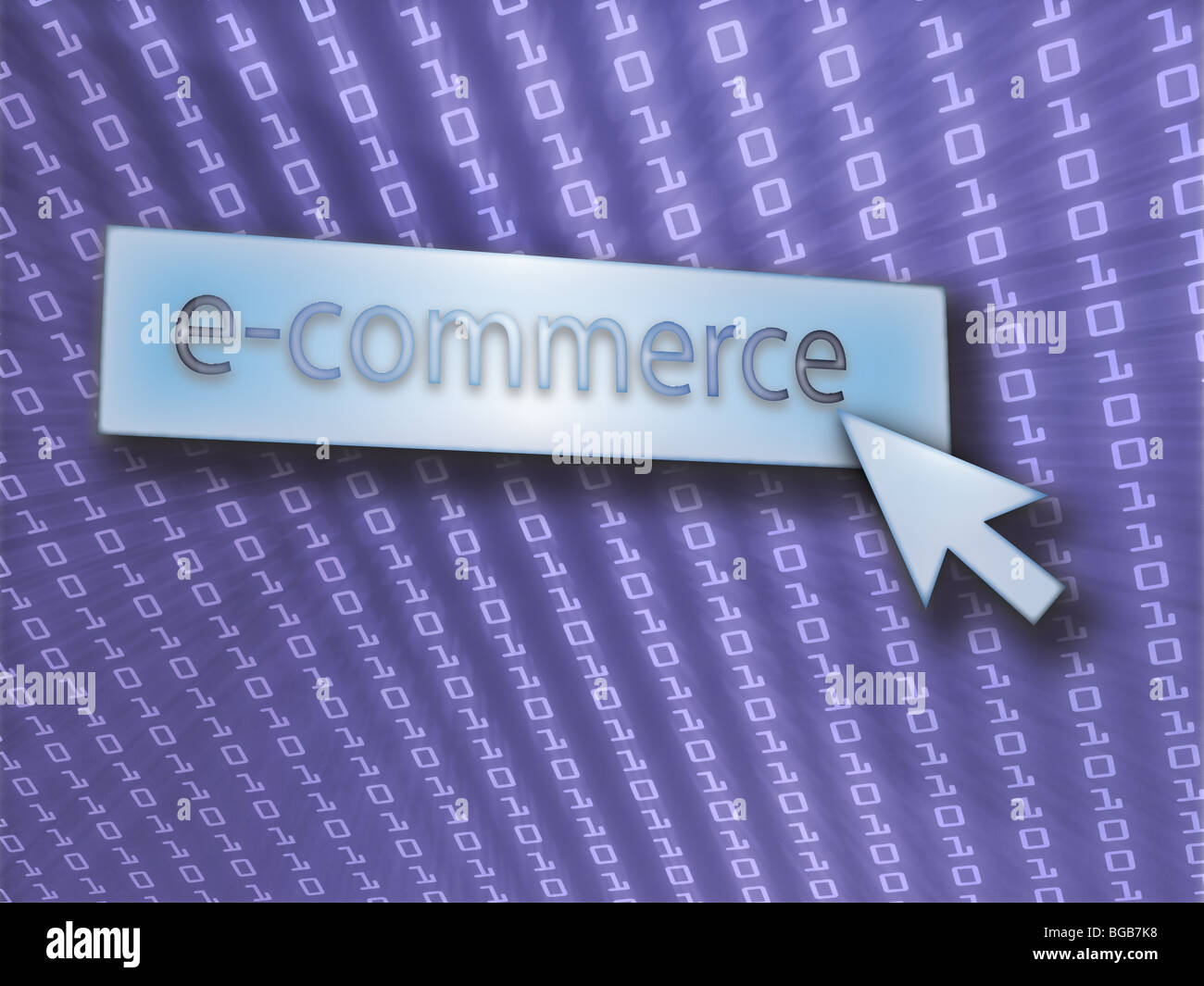 E-commerce button with clicking mouse icon, digital background Stock ...