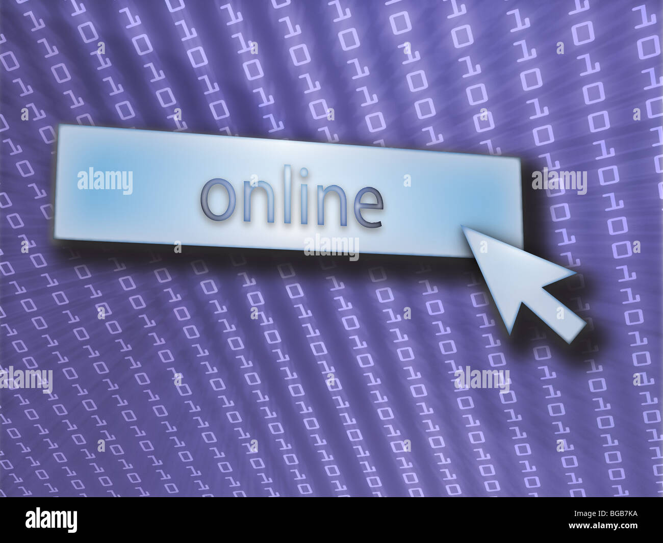 Online button with clicking mouse icon, digital background Stock Photo ...