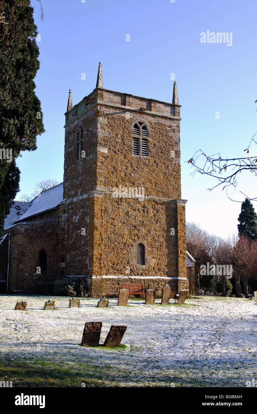 St. Lawrence`s Church in winter, Napton, Warwickshire, England, UK ...