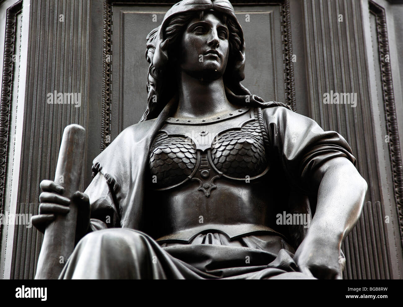 Germany, Saxony, Dresden, Nuemarkt, Statue of King Friedrich August II ...