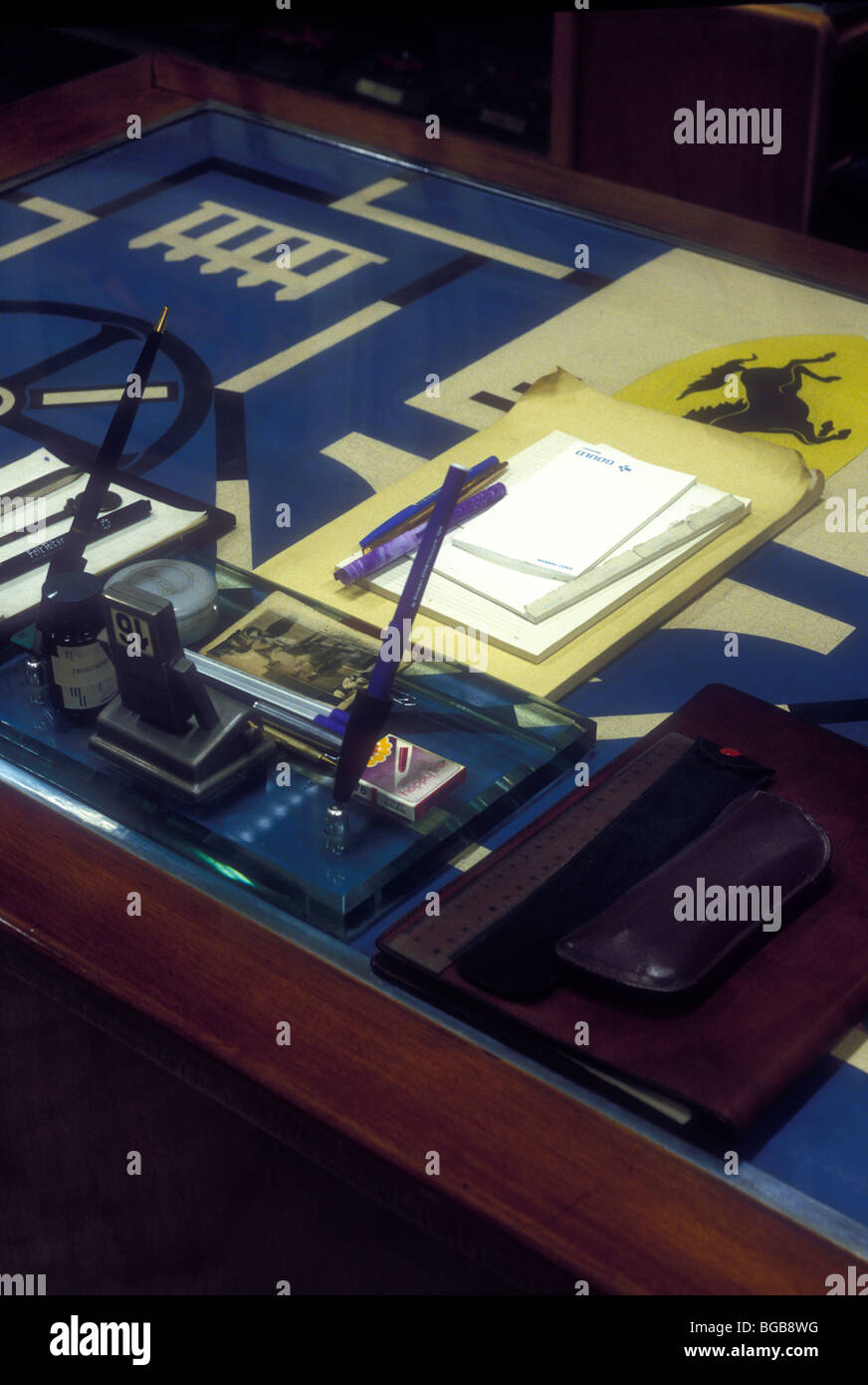Enzo Ferrari's desk in the Original Modena office 1987 Stock Photo - Alamy