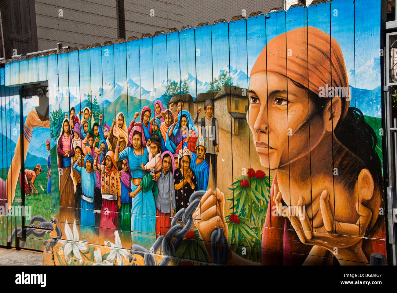 California: San Francisco. Mission district murals, Hispanic themes ...