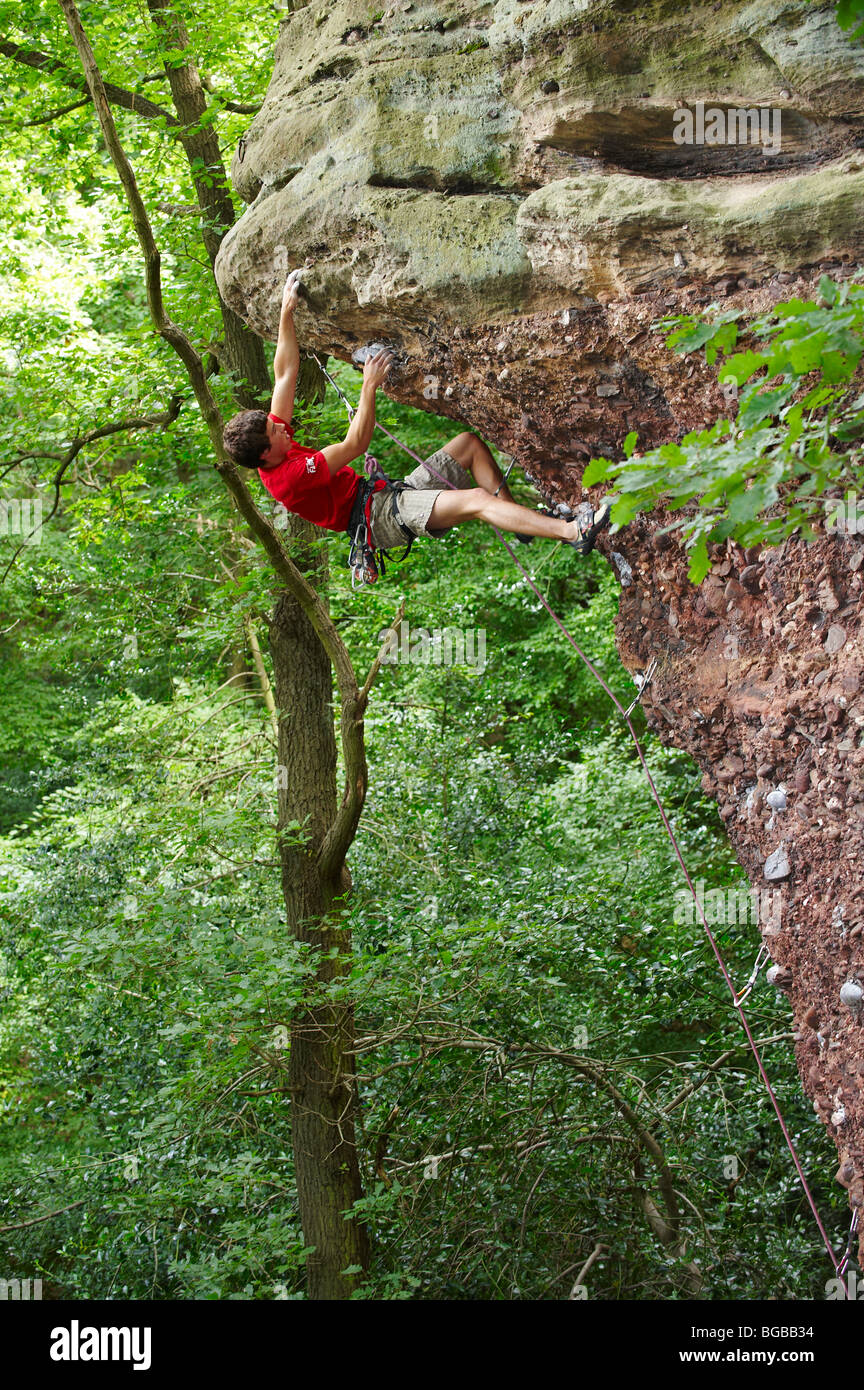 rock climber climbing, Nideggen, Germany, Europe Stock Photo - Alamy