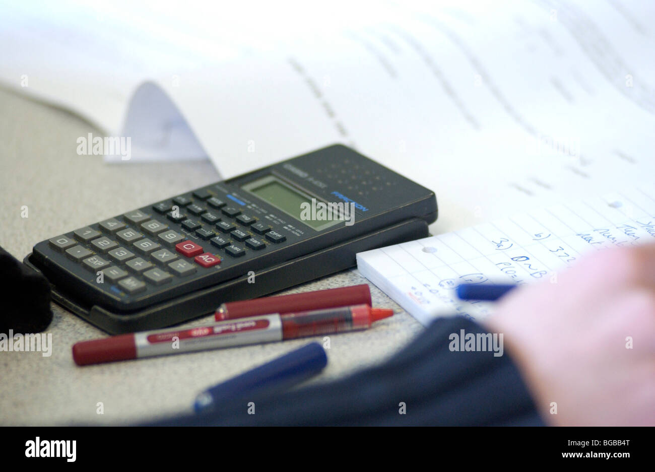 Photograph of maths calculator science office solutions numbers Stock ...