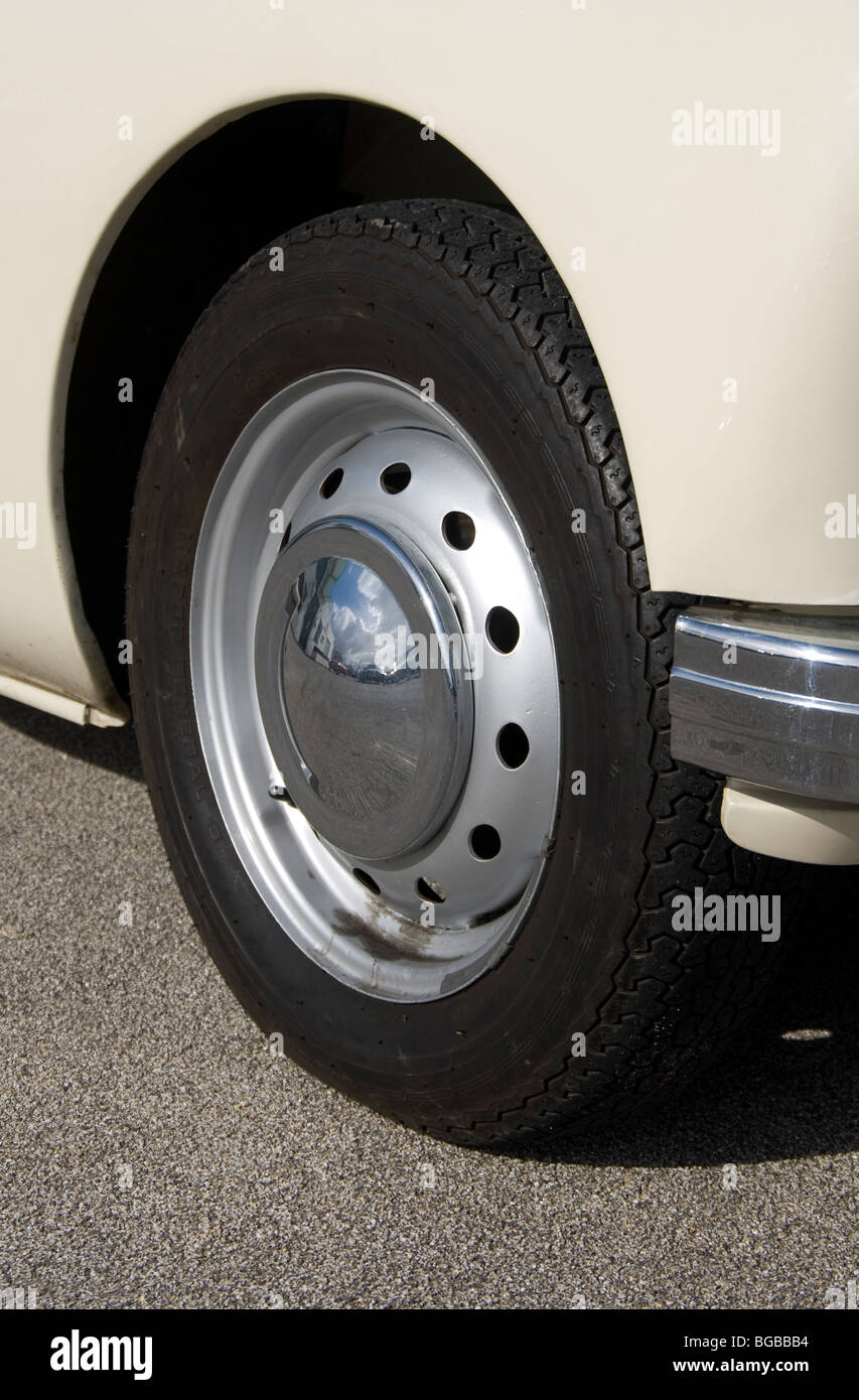 MGA classic English open sports car steel wheel Stock Photo - Alamy
