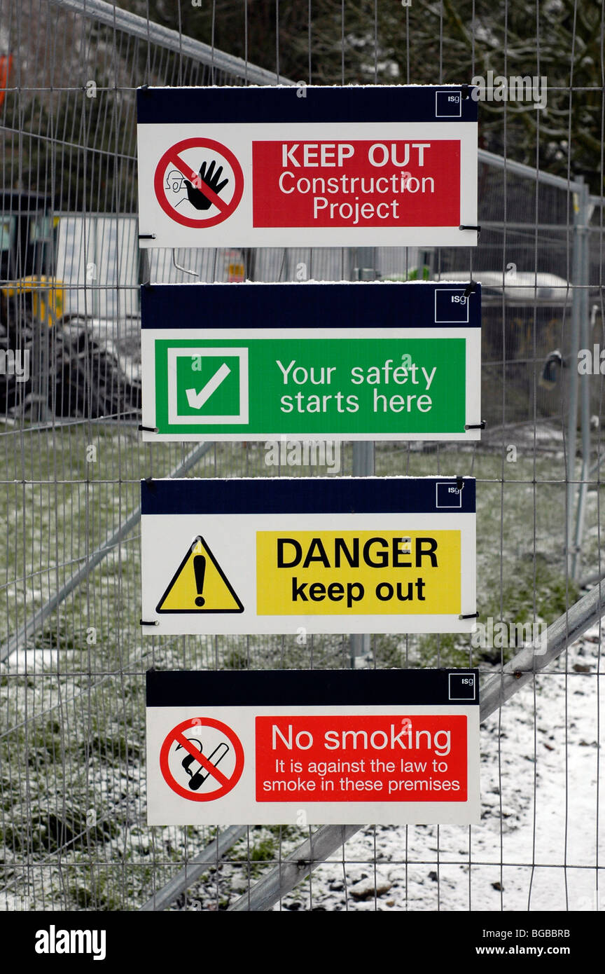 warning sign outside building site Stock Photo - Alamy