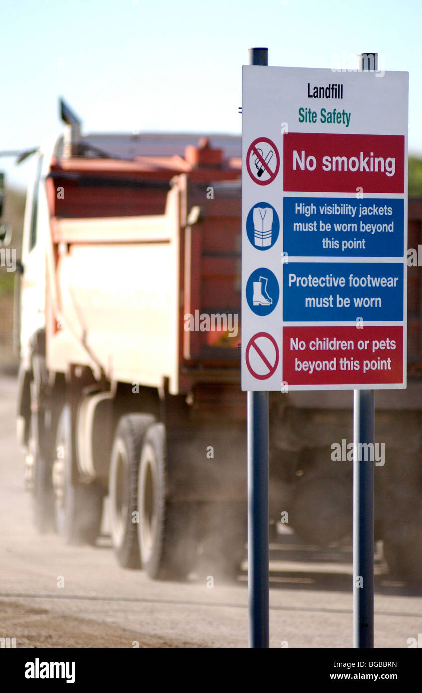 Royalty free photograph showing sign at the entrance to landfill site ...