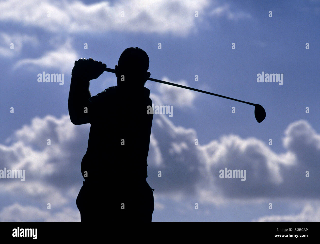 Silhouette of a golf player Stock Photo - Alamy
