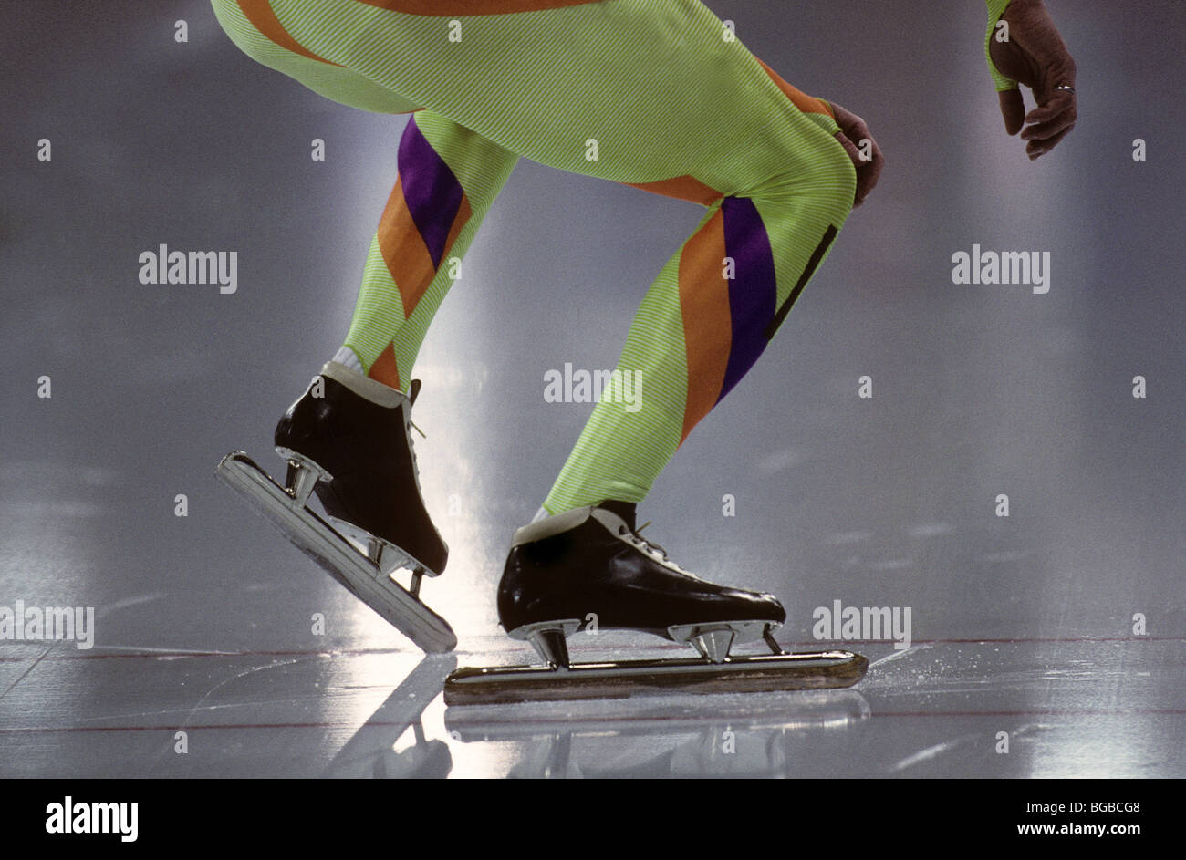 Speed skater at start of a race Stock Photo - Alamy