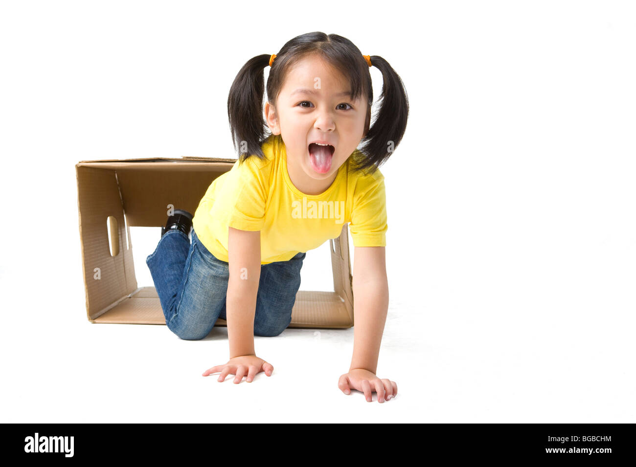 Little girl in a box Stock Photo - Alamy