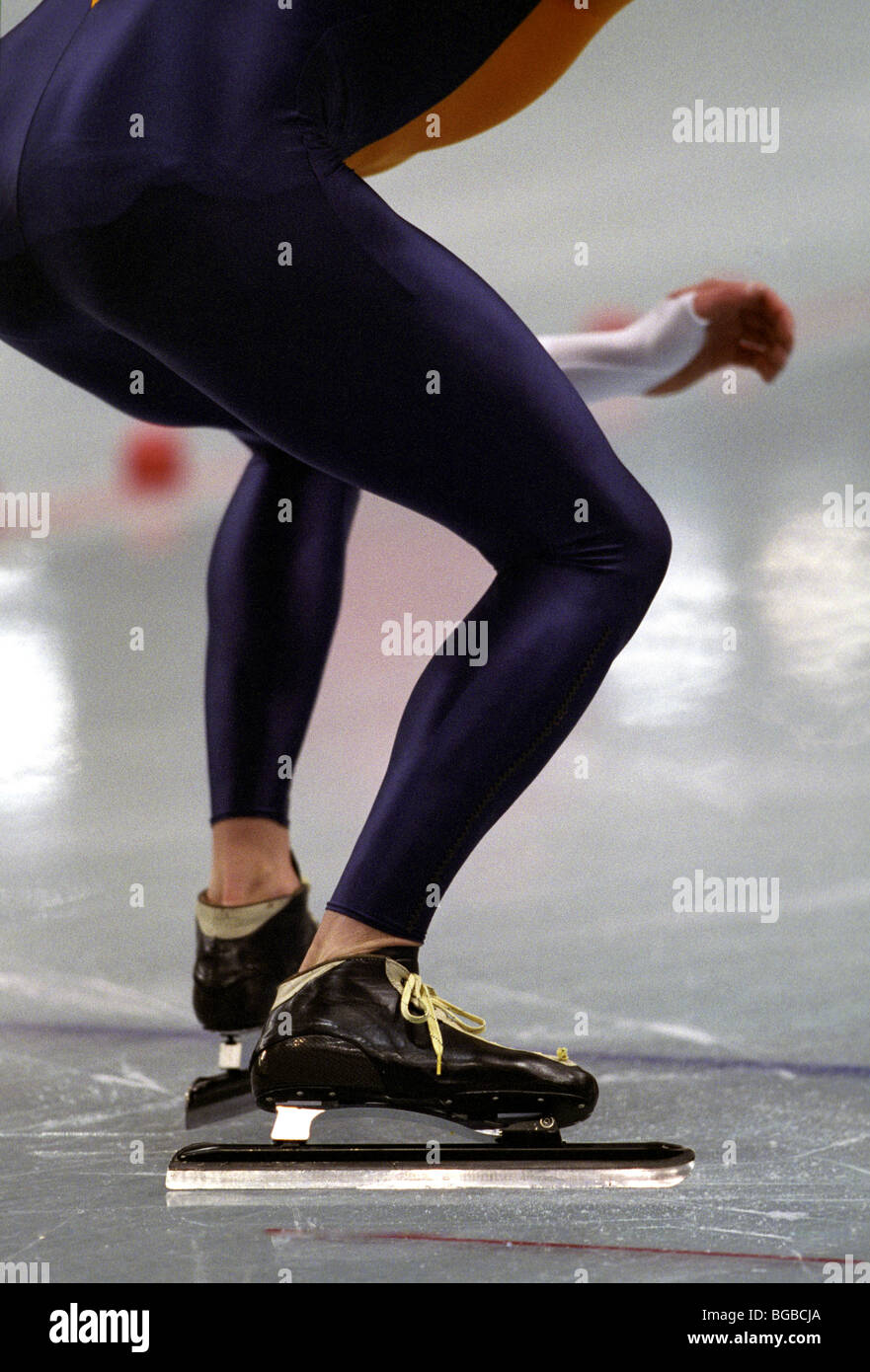 Speed skater at start of a race Stock Photo - Alamy