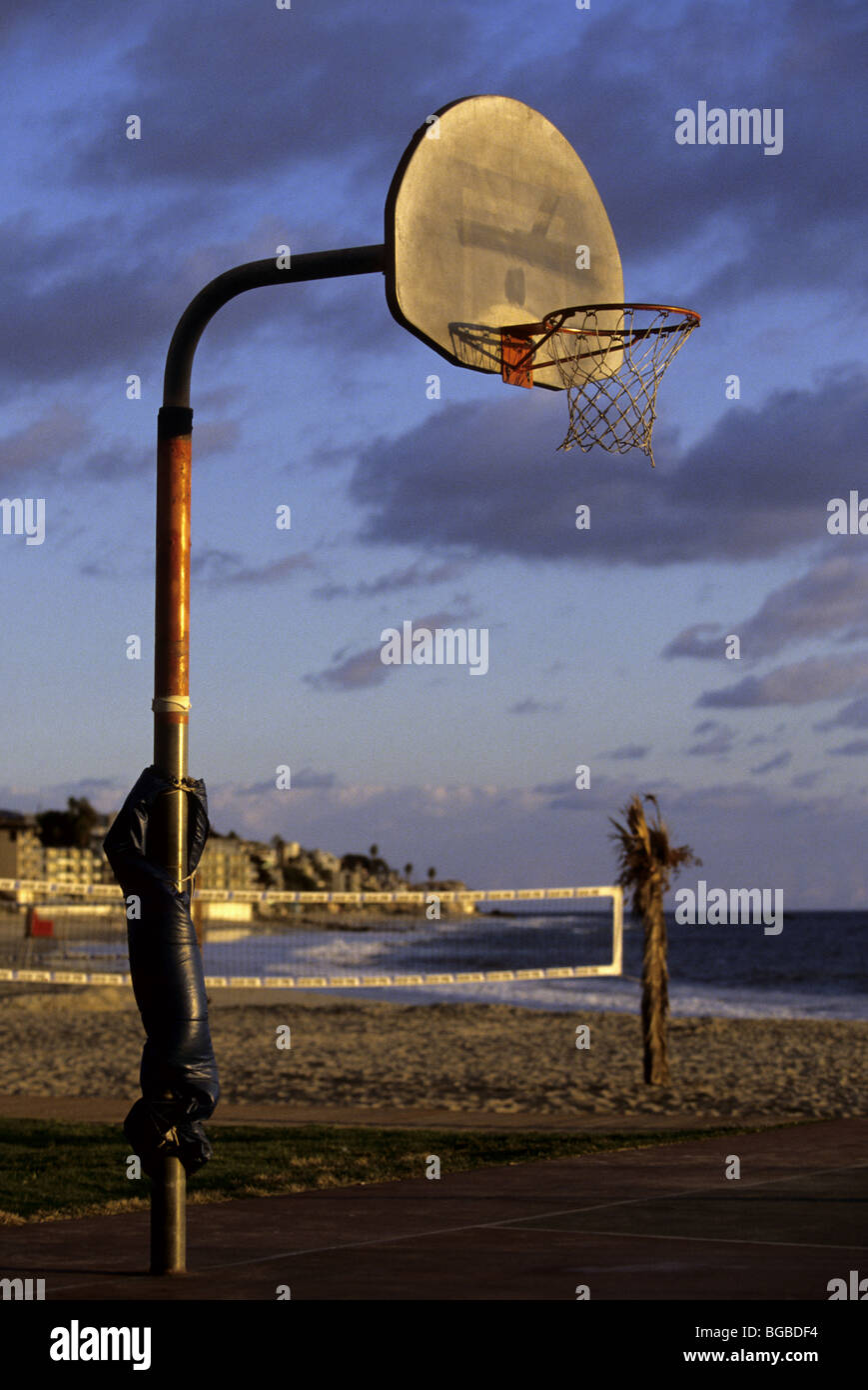 Outdoor basketball hoop on a beach Stock Photo - Alamy