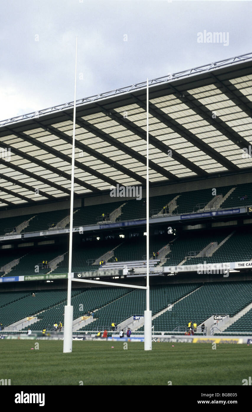 Rugby goal posts in a stadium Stock Photo - Alamy