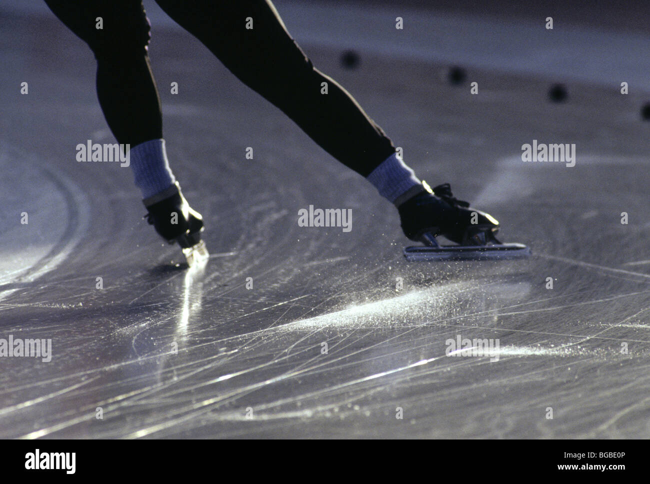 Low profile of a speed skater in action Stock Photo - Alamy