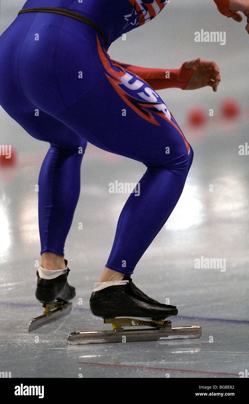 Speed skater at start of a race Stock Photo - Alamy