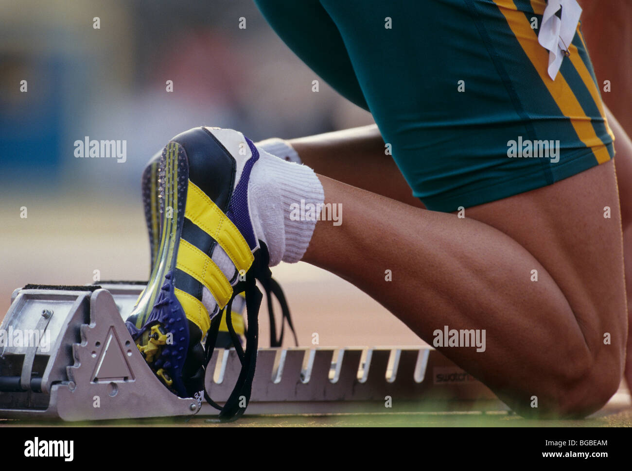 Sprinter in the starting block Stock Photo - Alamy