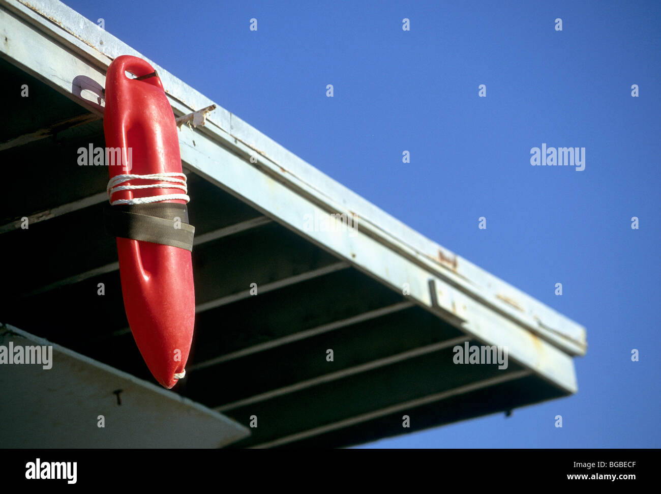 Lifeguard buoy on the the watch tower Stock Photo - Alamy