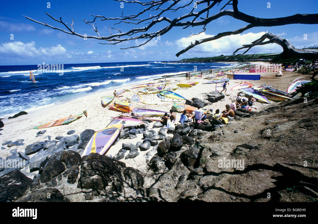 Beach side windsurfing Stock Photo - Alamy